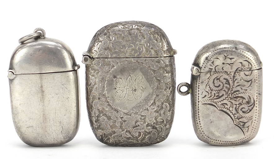 Three Victorian And Later Silver Vestas ...