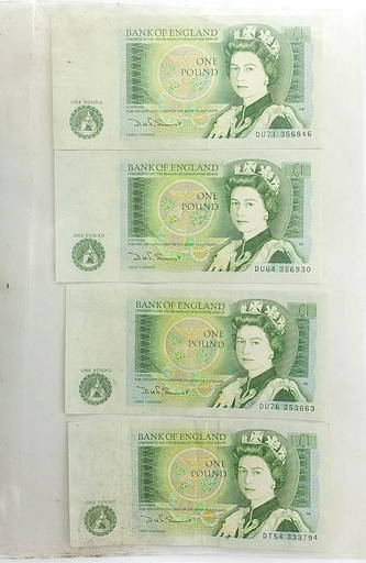British Banknotes And Coins Housed In An Album, Some