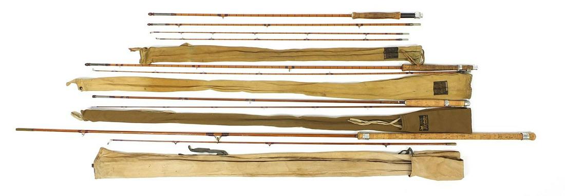 Four Vintage Hardy Split Cane Fishing Rods And Chapman