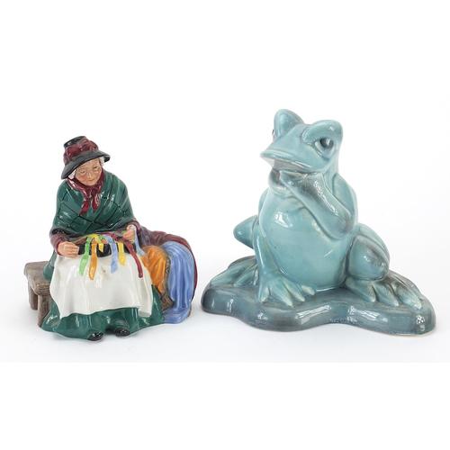 Early Beswick purple and blue glazed frog and a Royal Doulton Silks ...