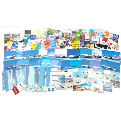Collection Of Airline Ephemera Including Timetables, Leaflets, Photos ...
