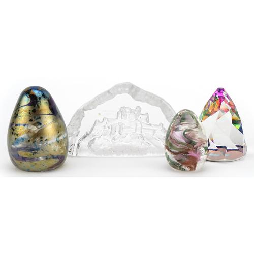 Four Glass Paperweights Including An Alum Bay Example, Edinburgh Castle ...