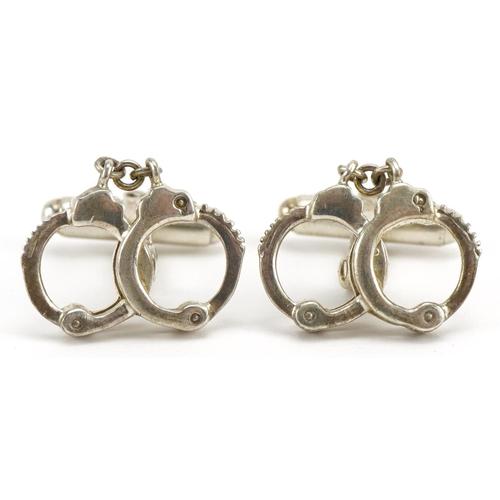 Links of London, pair of silver handcuff cufflinks housed in a Links of ...