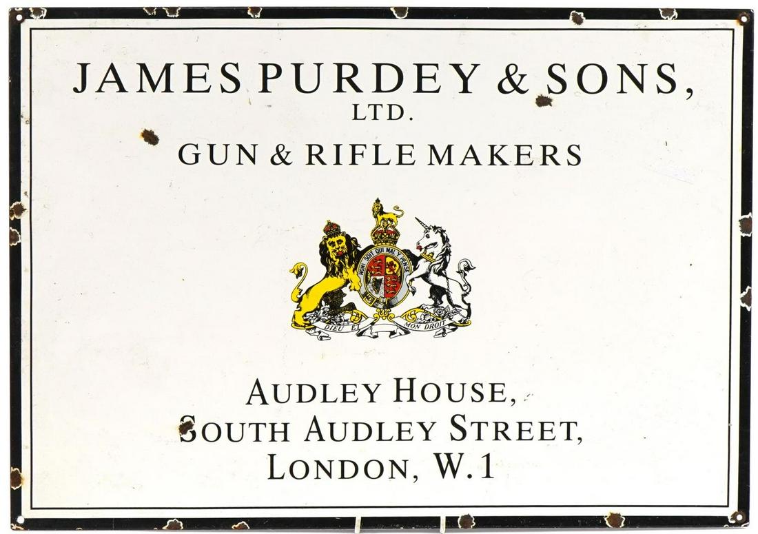 James Purdy & Sons Ltd Gun & Rifle Maker's Enamel Advertising Sign ...