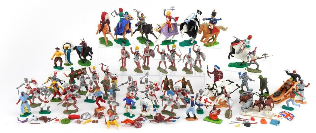 Vintage Timpo Toys Including Knights, Some On Horseback And A Wolf ...