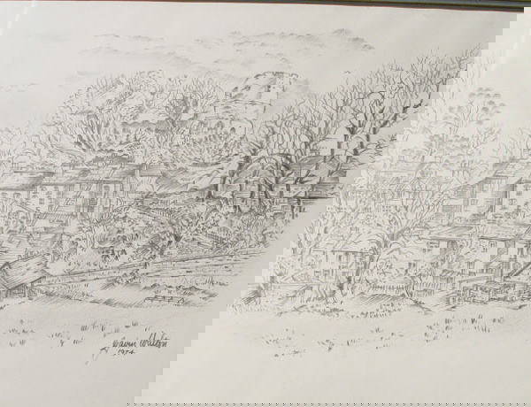 Gavin Walton, 1974 Two Pencil Studies Of Street