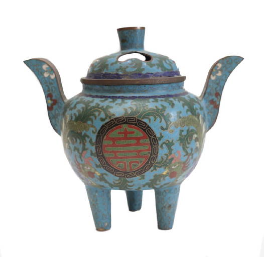 Chinese Shiwan Figural Pomegranate Red Pottery Cranes