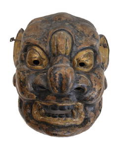 Vntg Carved Oni Noh Demon Cufflinks With Sterling