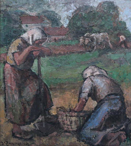 Adelina Zandrino Italian 1893 -1994 Oil on panel La Fatica ...