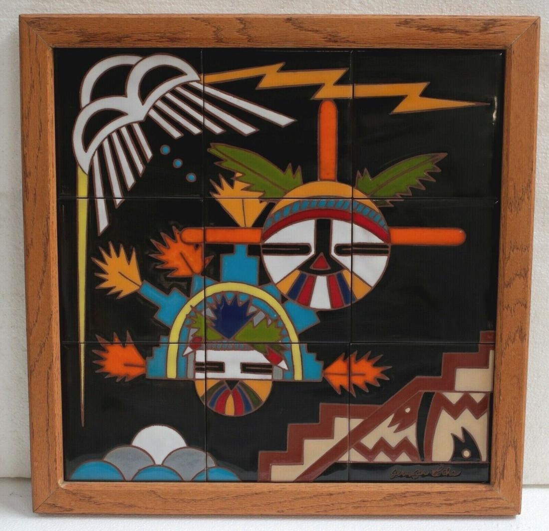 Lg Jennifer Roche Hand Painted Southwest Ceramic Tile Plaque Hopi ...