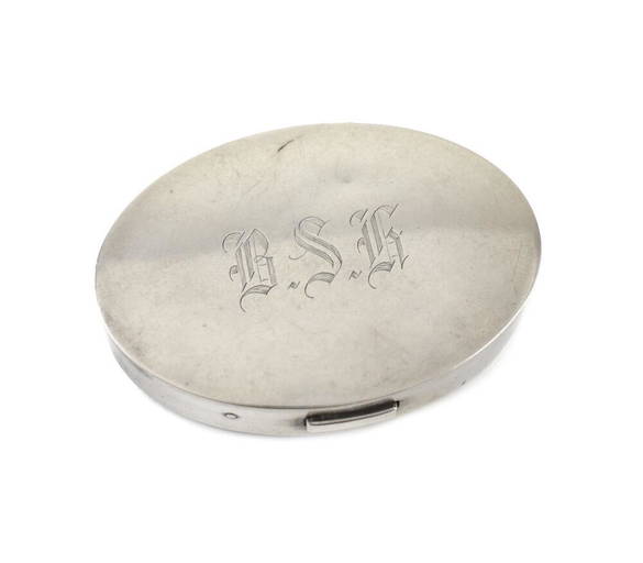 Mary Dunhill Sterling Silver Oval Powder Compact, C1940 With Mirror