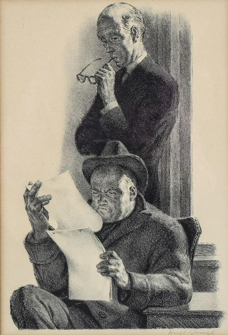 Joseph Hirsch (american 1910 1981) Lithograph, The Brief 1946 Ltd ...
