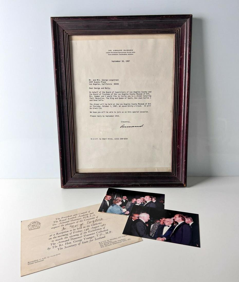 Armand Hammer Autograph George Longstreet 1976 & Photos King Don Juan ...