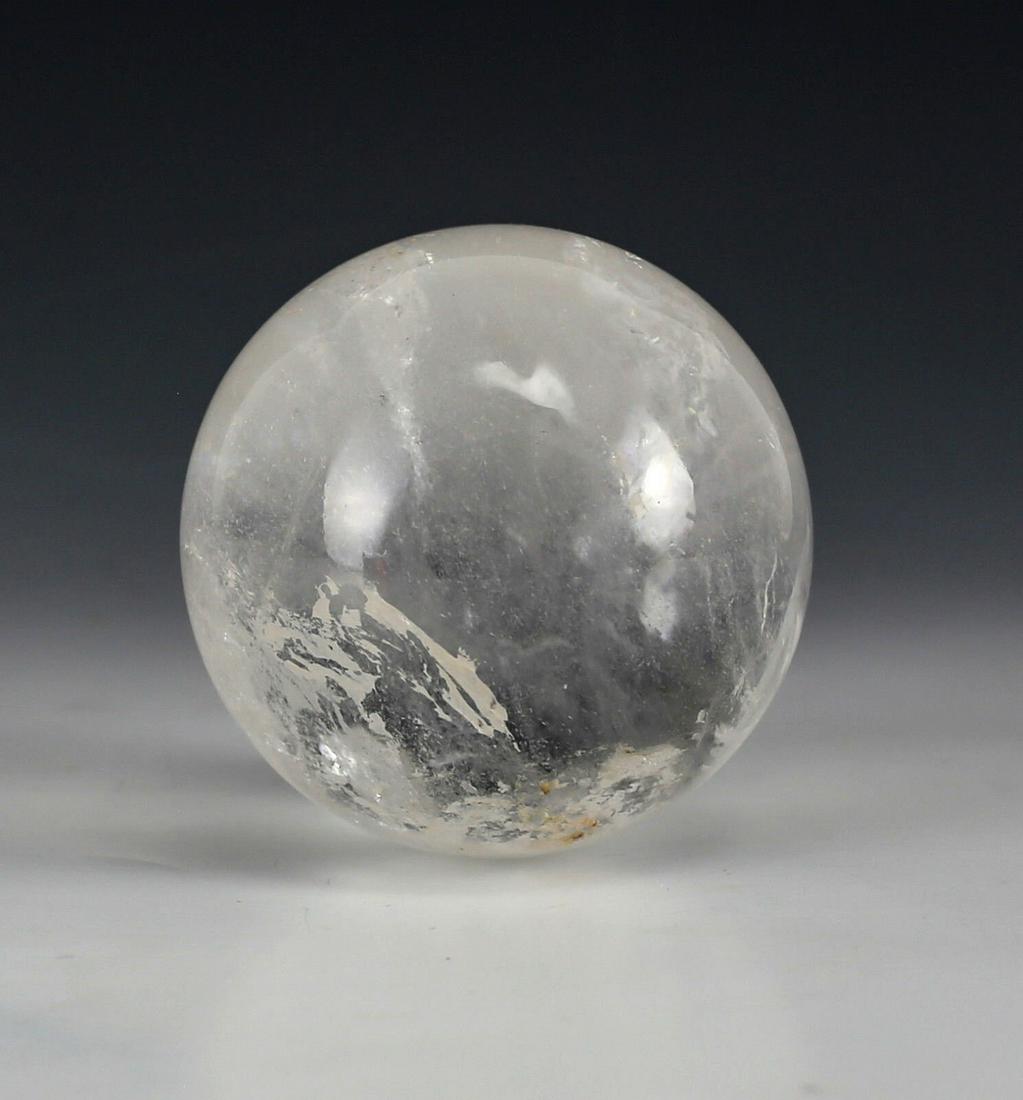Polished Rock Crystal Sphere, 2.75" Diameter. Natural Occlusions Weight ...