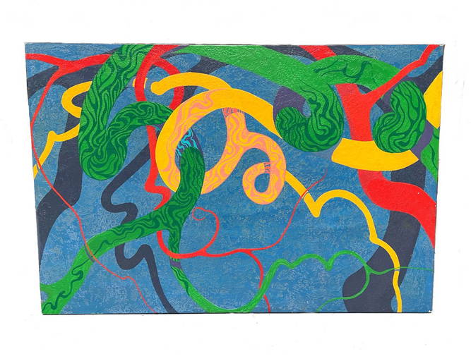 Ronald A Robles (American 1937-2012) Acrylic painting abstract (#0077 ...