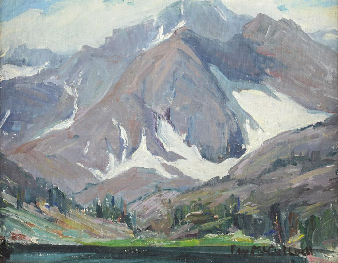 Fay Mcculloch American 20th Century Oil on board, Mountain landscape ...