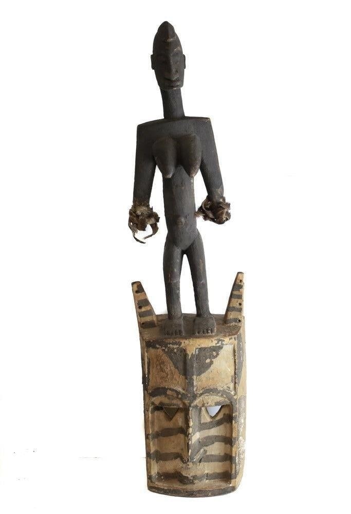 African Carved Wood Dogon, Mali Satimbe Mask Auction