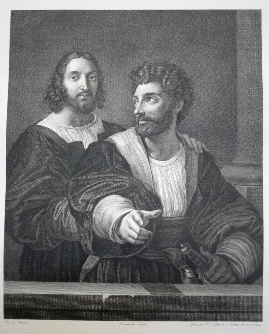 Early 19th Century Engraving Raphael Et Son Maitre D'armes Le Fort ...