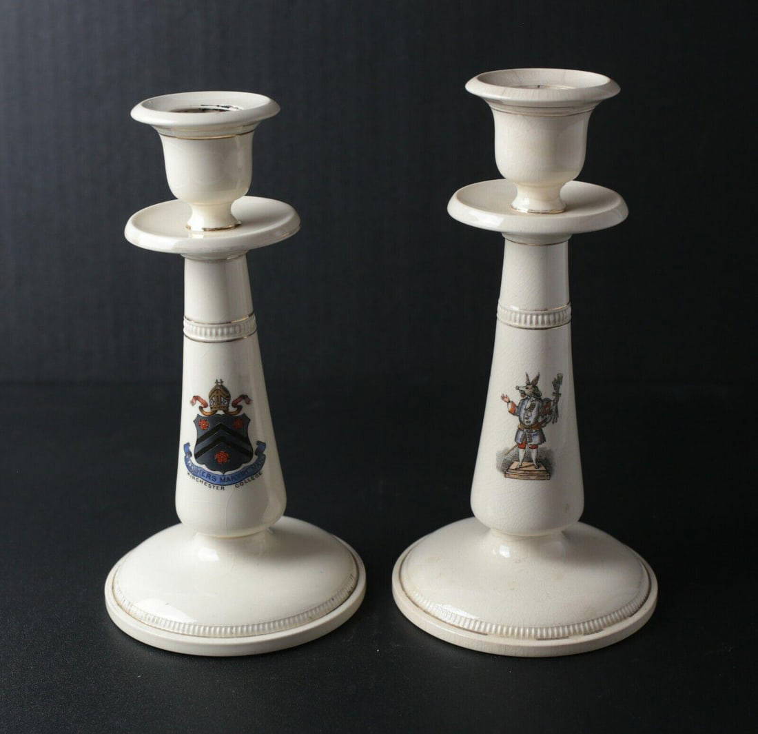 Pair Of Macintyre Burslem Moorcroft Candlesticks C1910, Winchester ...