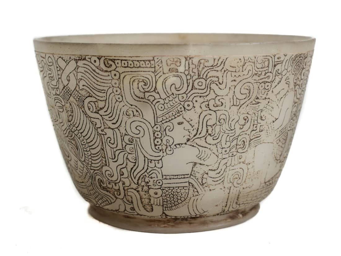 Pre Columbian Maya Engraved Alabaster Bowl Auction