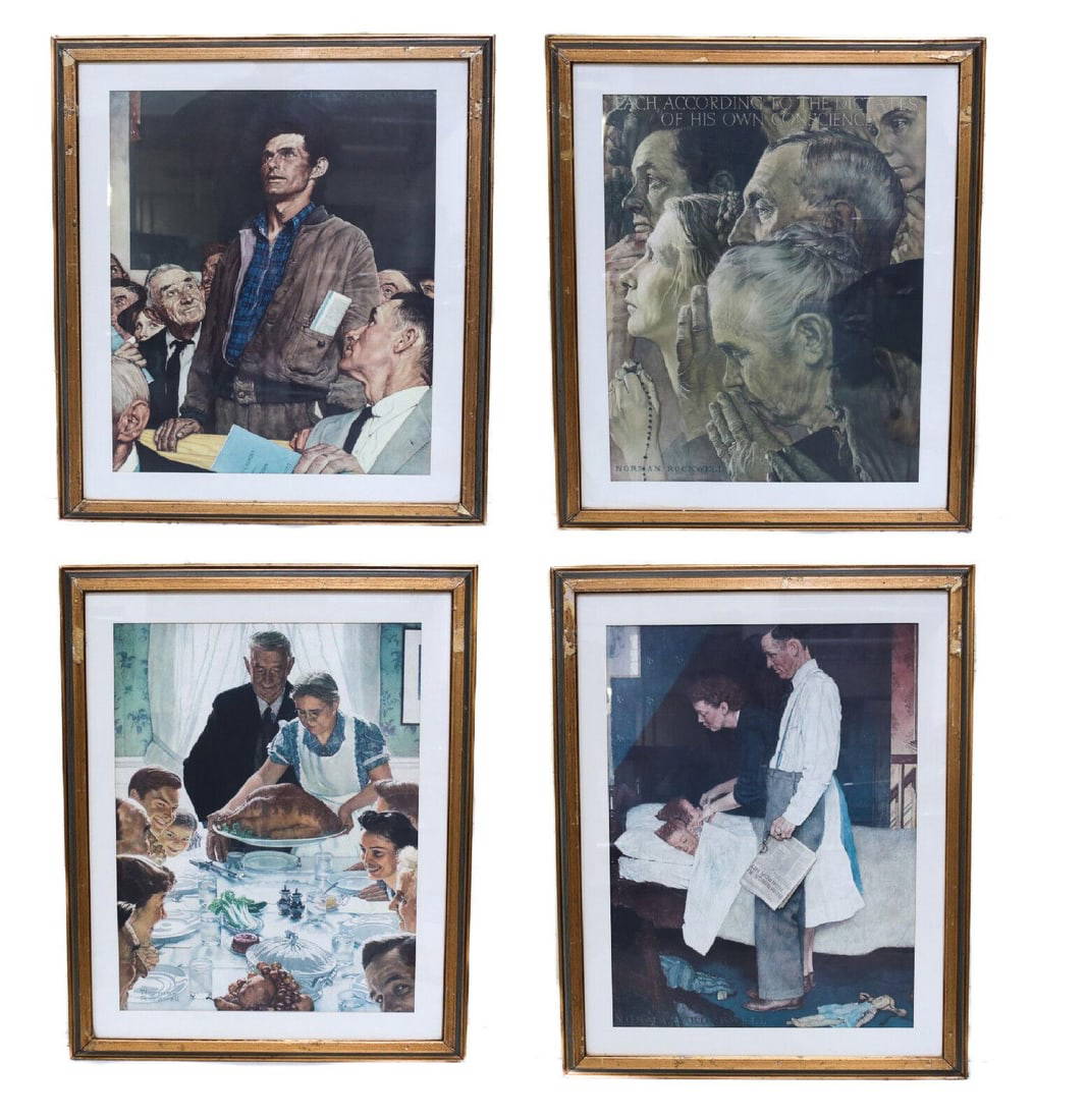 Norman Rockwell (american 20th C) Photo Lithograph Four Freedoms Series ...