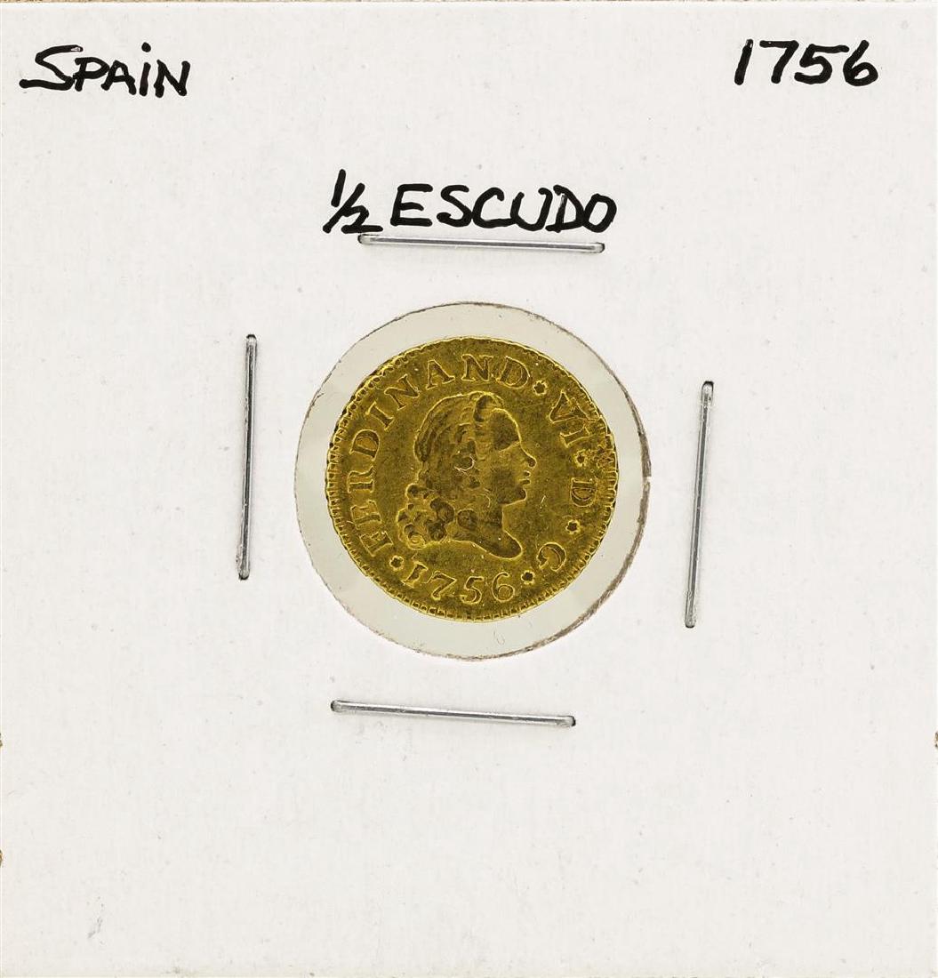 1756 Ferdinand VI Spanish 1/2 Escudos Gold Coin - Nov 11, 2017 | BK ...