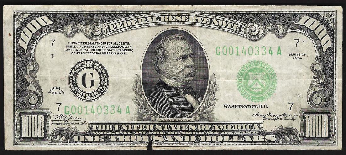 1934 $1,000 Federal Reserve Note Chicago