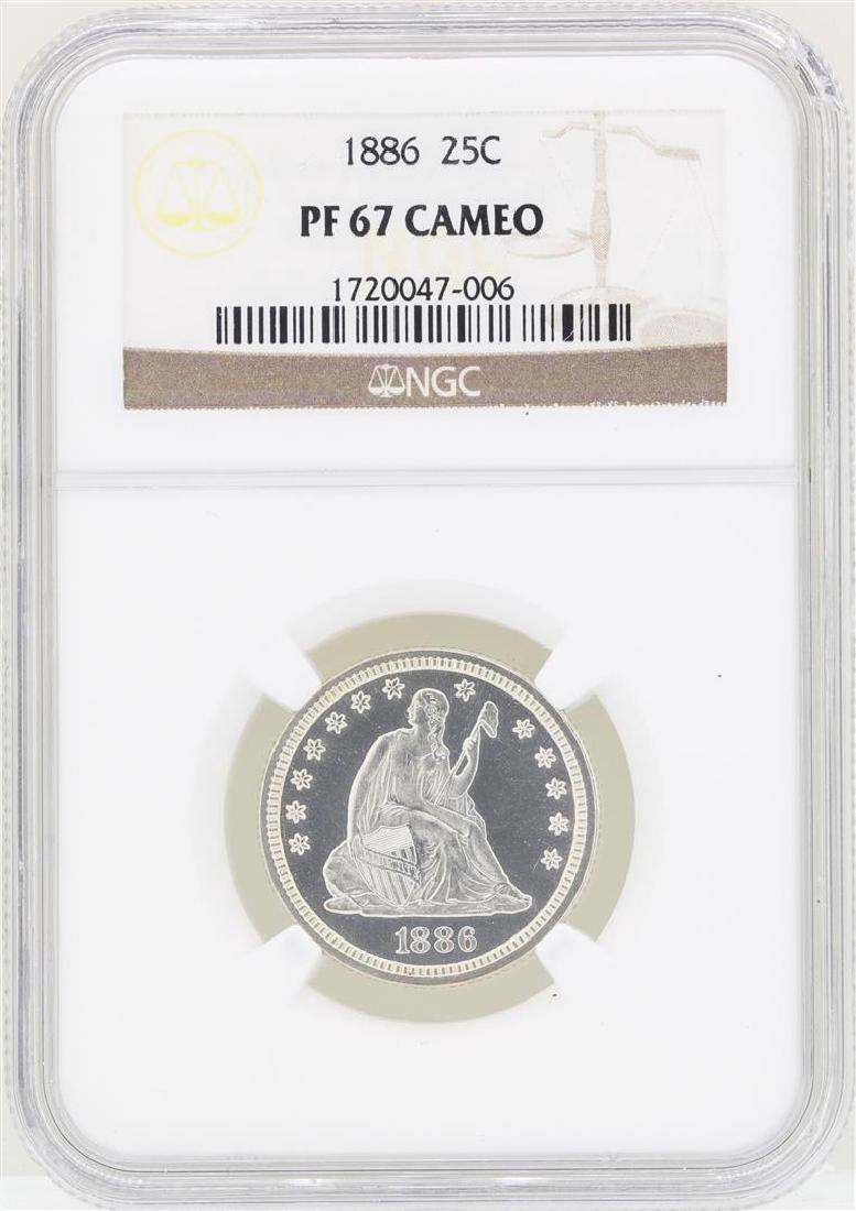 1886 Seated Liberty Quarter Proof Coin NGC PF67 Cameo