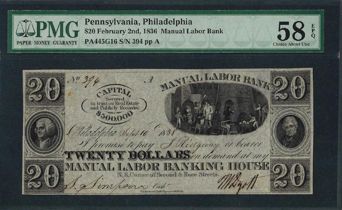 The Glory Bank 1834 $20 Satirical Note