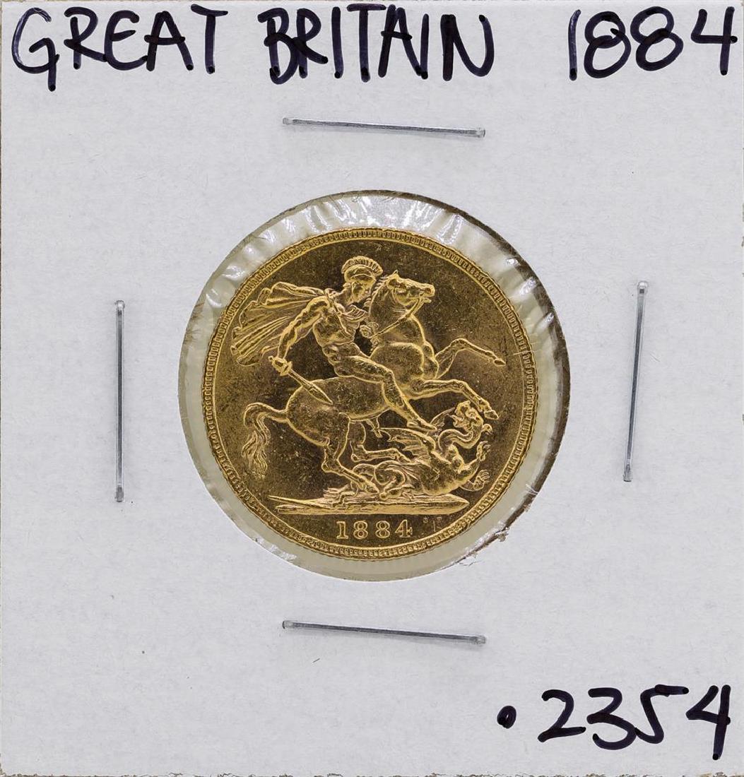 1884 Great Britain Queen Victoria Sovereign Gold Coin
