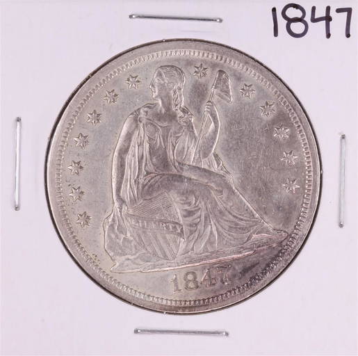 1847 $1 Seated Liberty Silver Dollar Coin
