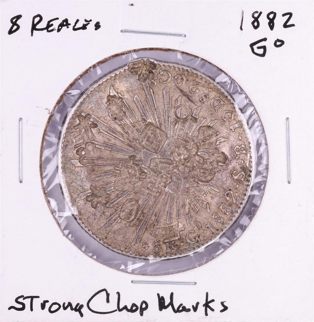 1882 Go 8 Reales Mexican Silver Coin Strong Chop Marks