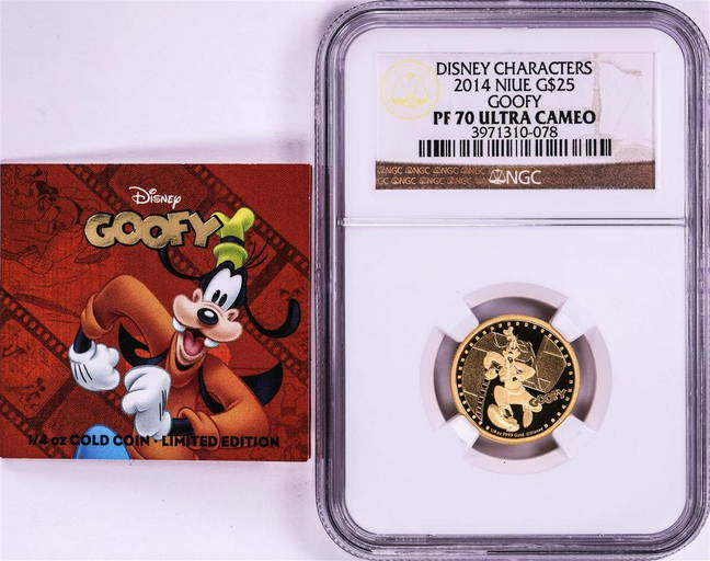 2014 $25 Proof Niue Disney Goofy Gold Coin NGC PF70 Ultra Cameo (#0311 ...
