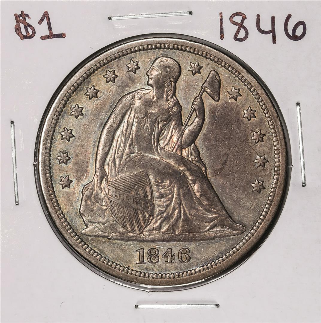 1846 $1 Seated Liberty Silver Dollar Coin (#0251) on Jun 24, 2022 | BK ...