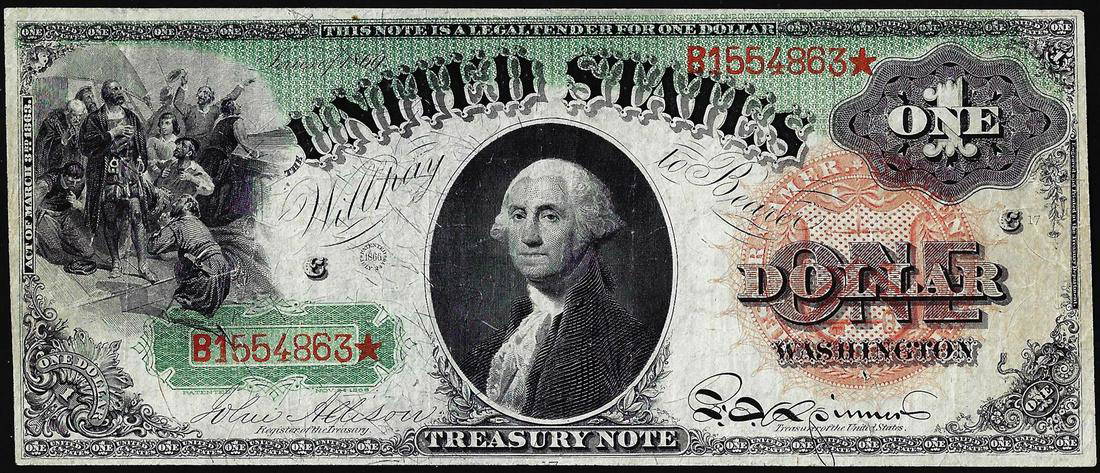 1869 $1 Rainbow Legal Tender Note