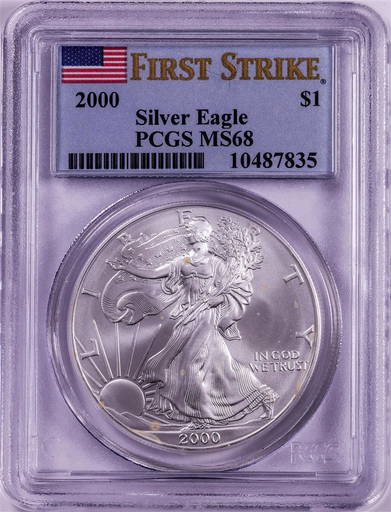 2000 $1 American Silver Eagle Coin Pcgs Ms68 First Strike