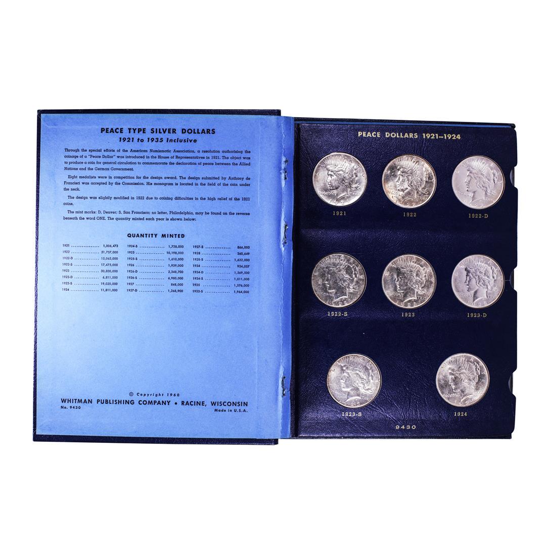 Complete Set Of 1921 1935 $1 Peace Silver Dollar Coins In Whitman Album