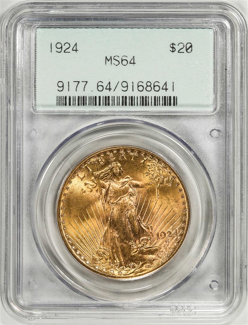 1924 $20 St. Gaudens Double Eagle Gold Coin Pcgs Ms64 Old Generation 2. ...