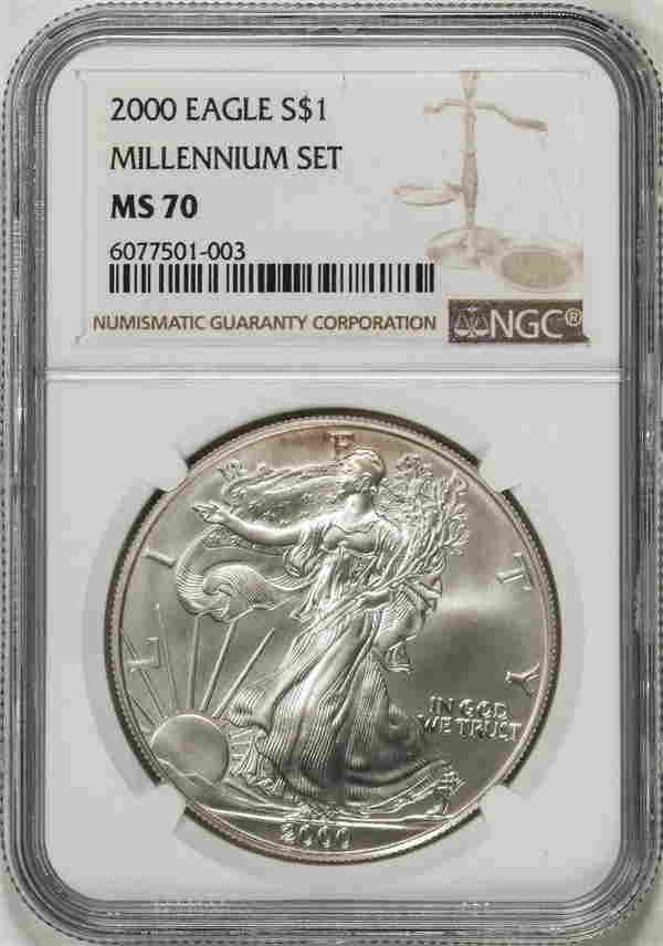 2000 Millennium Set $1 American Silver Eagle Coin NGC MS70 (#0212) on ...