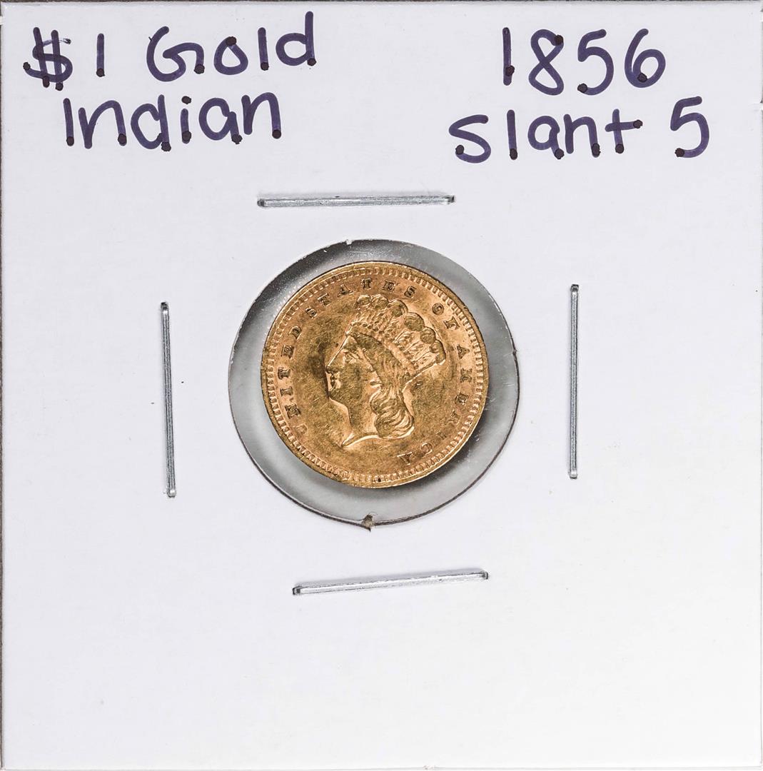 1856 Slanted 5 $1 Indian Princess Head Gold Dollar Coin (#0299) on Jan ...