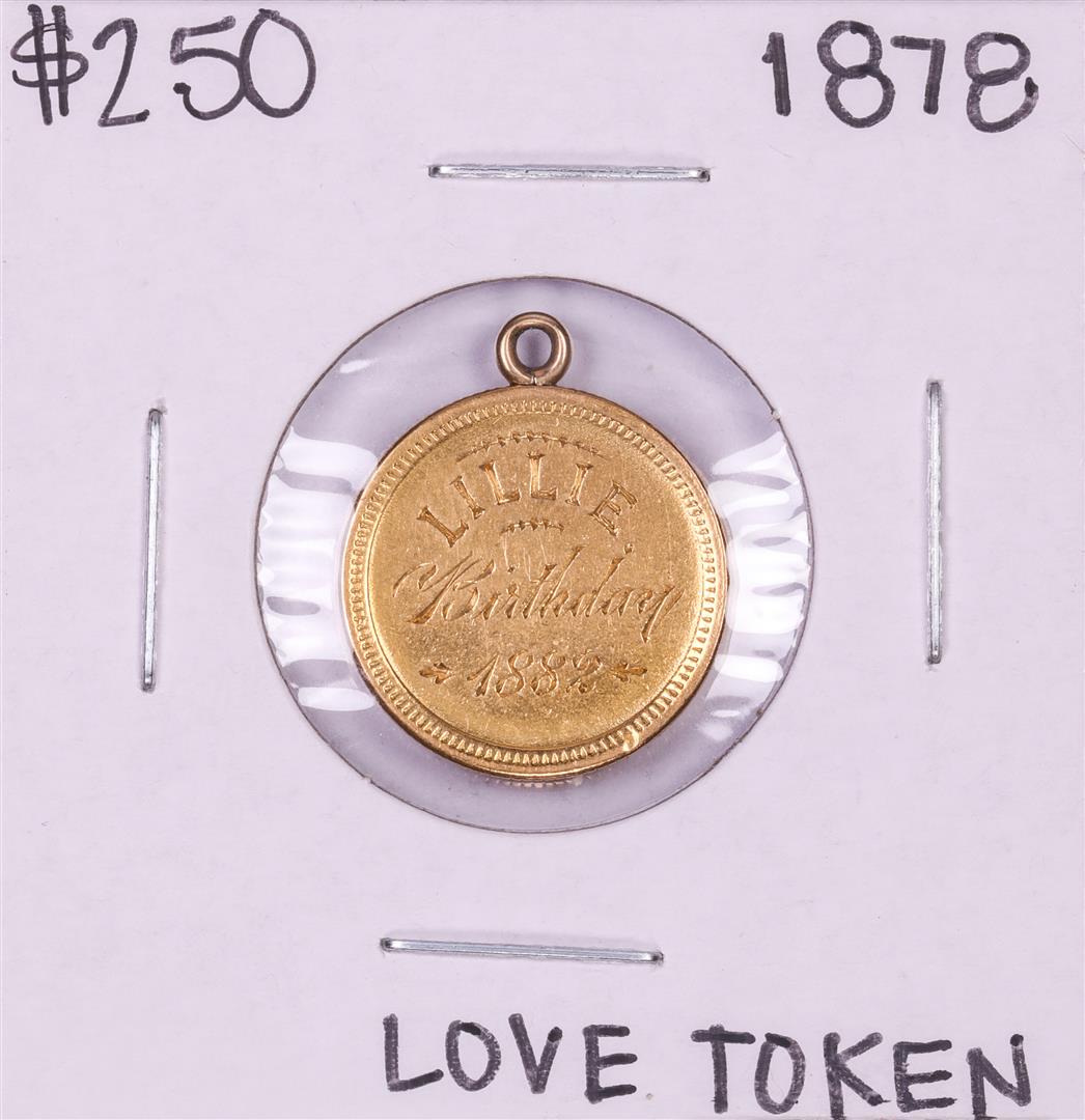 1878 $2 1/2 Liberty Head Quarter Eagle Gold Love Token Coin Pendant