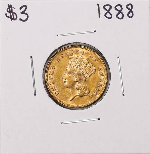 1888 $3 Indian Princess Head Gold Coin