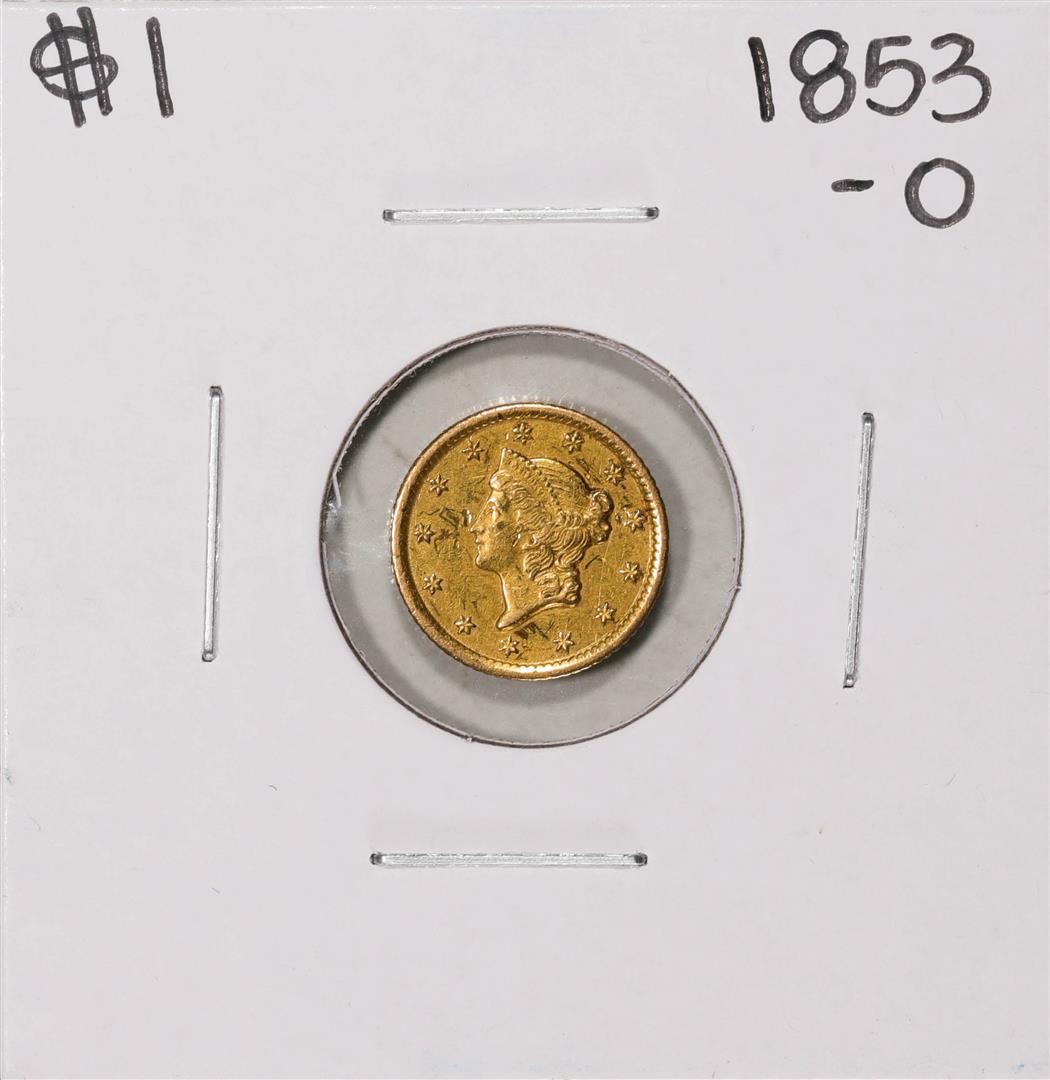 1853 O $1 Type 1 Liberty Head Gold Dollar Coin W/solder Marks