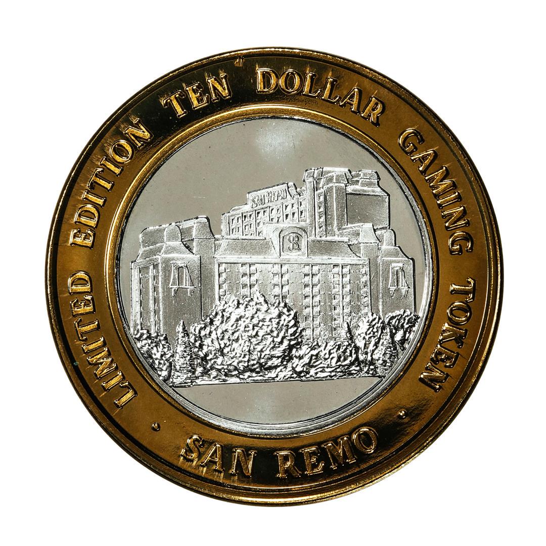 .999 Silver Hotel San Remo Las Vegas, Nevada $10 Casino Limited Edition ...