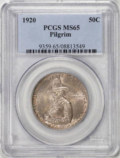 1920 Pilgrim Tercentenary Commemorative Half Dollar Silver Coin Pcgs Ms65