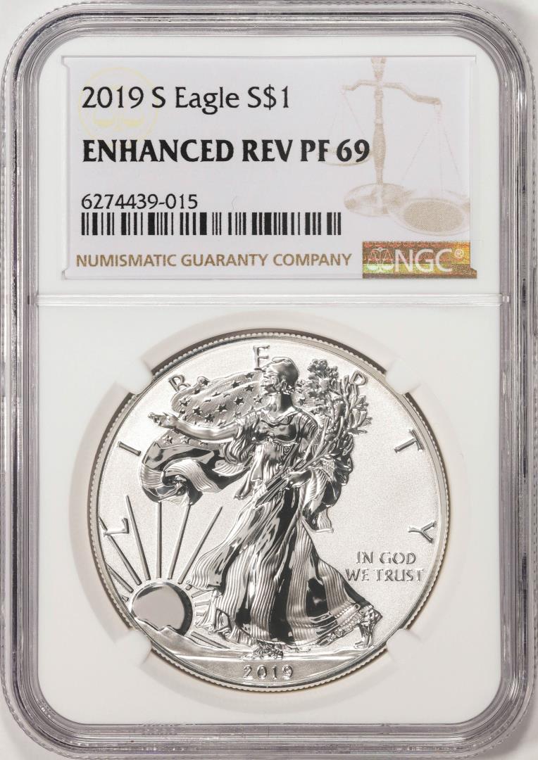 2019 S $1 Enhanced Reverse Proof American Silver Eagle Coin Ngc ...