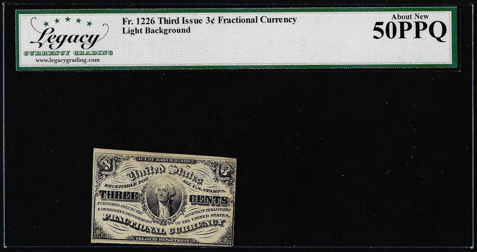 1863 Third Issue 3 Cents Fractional Currency Note Fr.1226 Legacy About ...