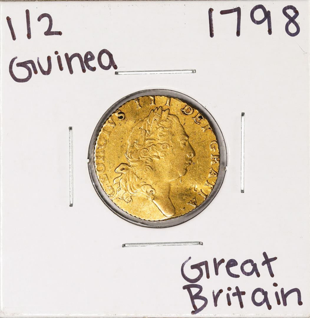 1798 Great Britain George Iii 1/2 Guinea Gold Coin