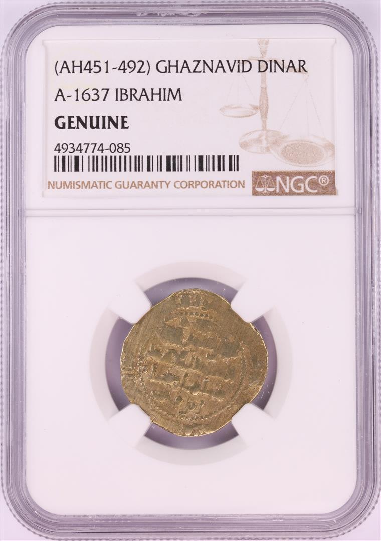 Ah451-492 Ghaznavid Dinar A-1637 Ibrahim Gold Coin Ngc Genuine Auction