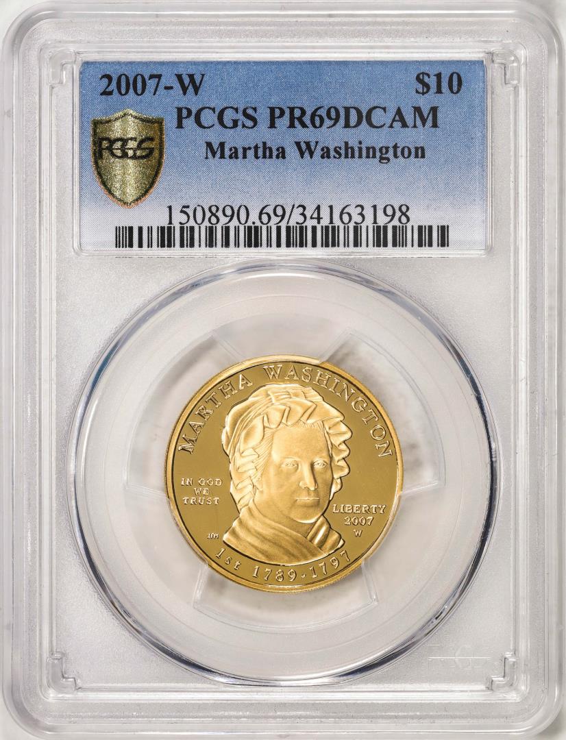2007 W $10 Proof Martha Washington Gold Coin Pcgs Pr69dcam